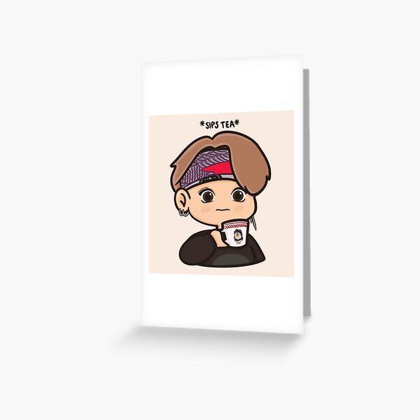 "BTS V *sips tea* Meme" Greeting Card by AigoBangtan | Redbubble