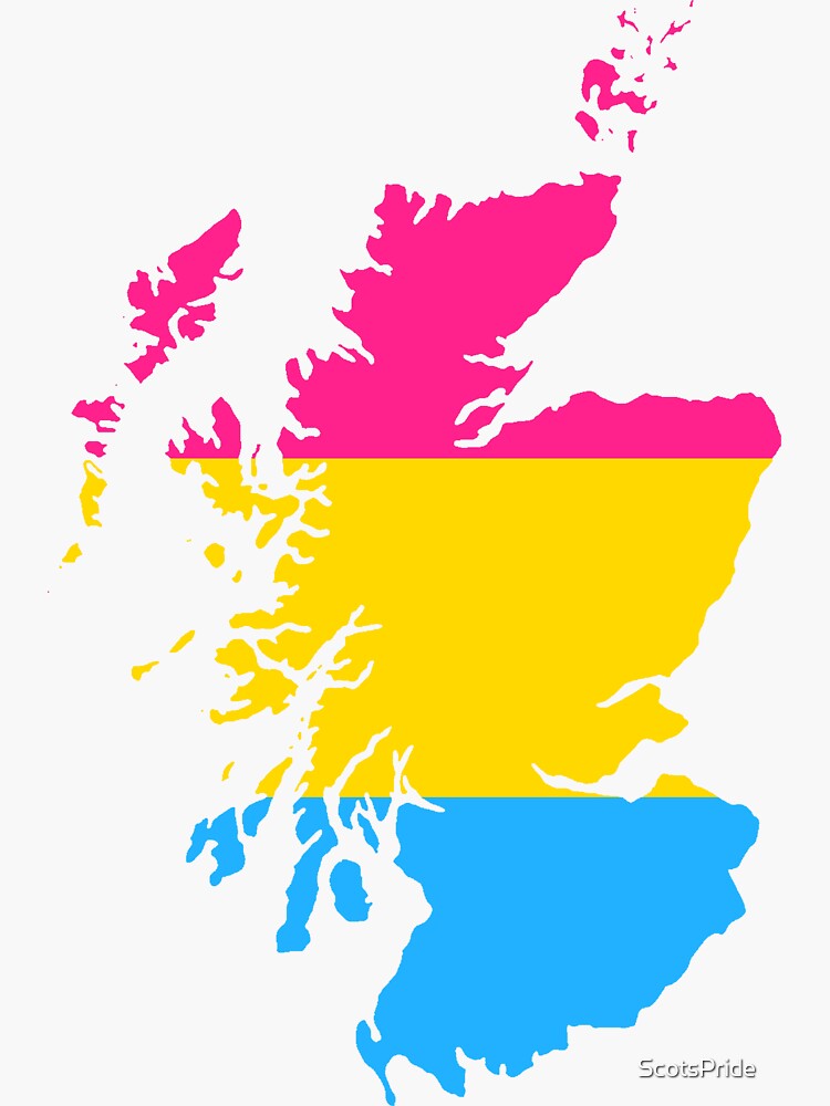 "Pansexual Pride Map of Scotland" Sticker by ScotsPride | Redbubble