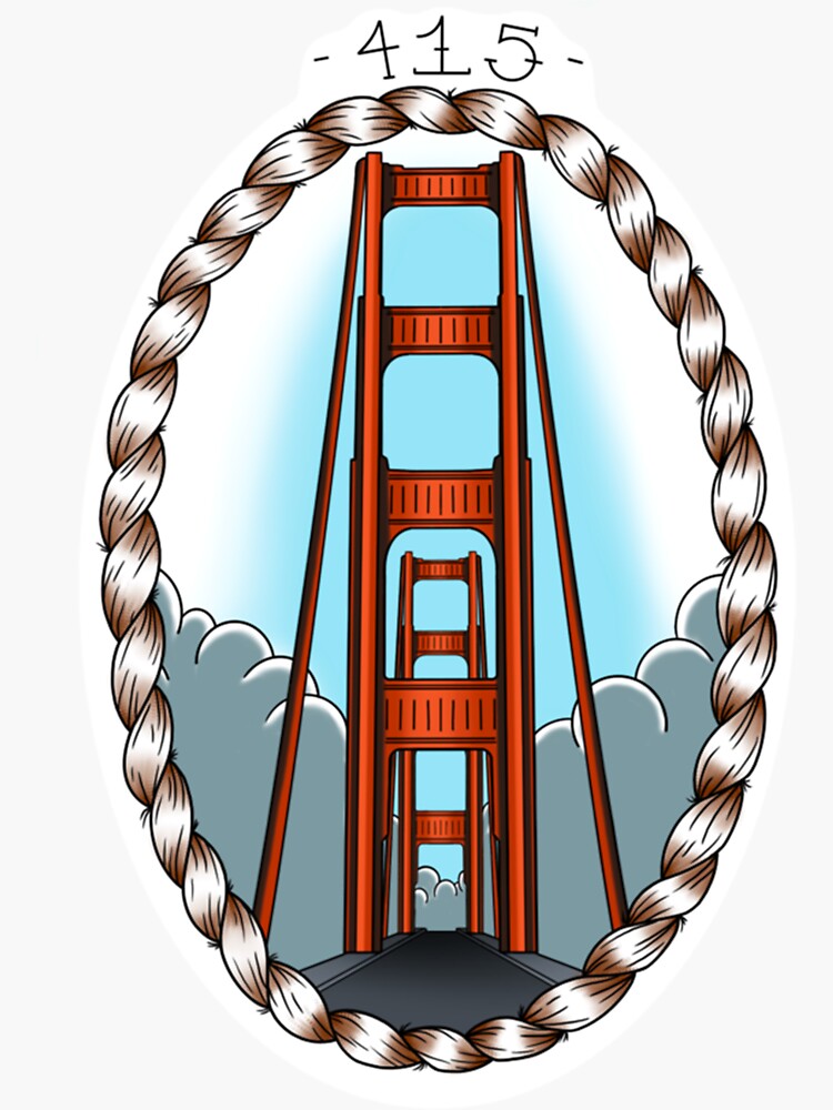 "San Francisco 415 Tattoo Classic " Sticker by Hallamjersey8 | Redbubble