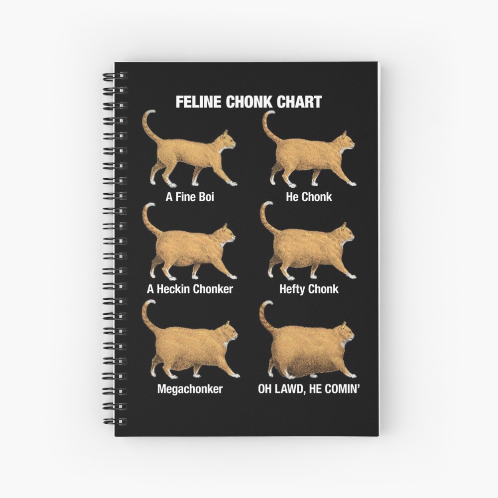 "Feline Conk Chart, Funny Chonk Cat Meme" Spiral Notebook for Sale by ...