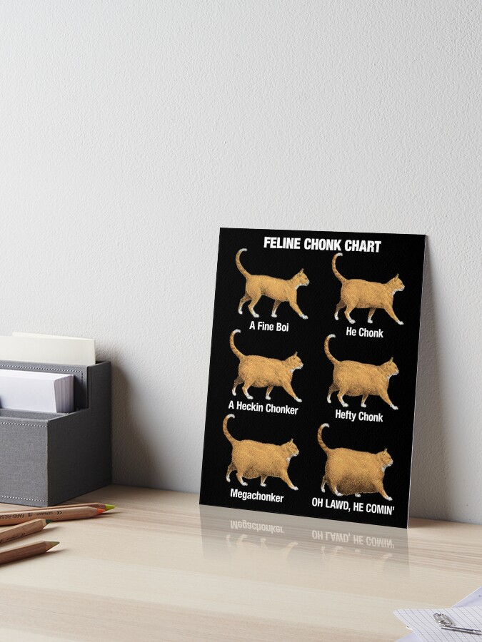 "Feline Conk Chart, Funny Chonk Cat Meme" Art Board Print for Sale by ...