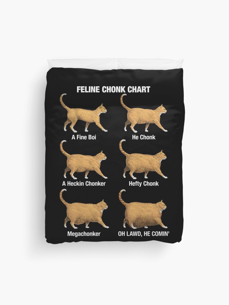 "Feline Conk Chart, Funny Chonk Cat Meme" Duvet Cover for Sale by ...