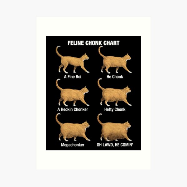 "Feline Conk Chart, Funny Chonk Cat Meme" Art Print for Sale by ...