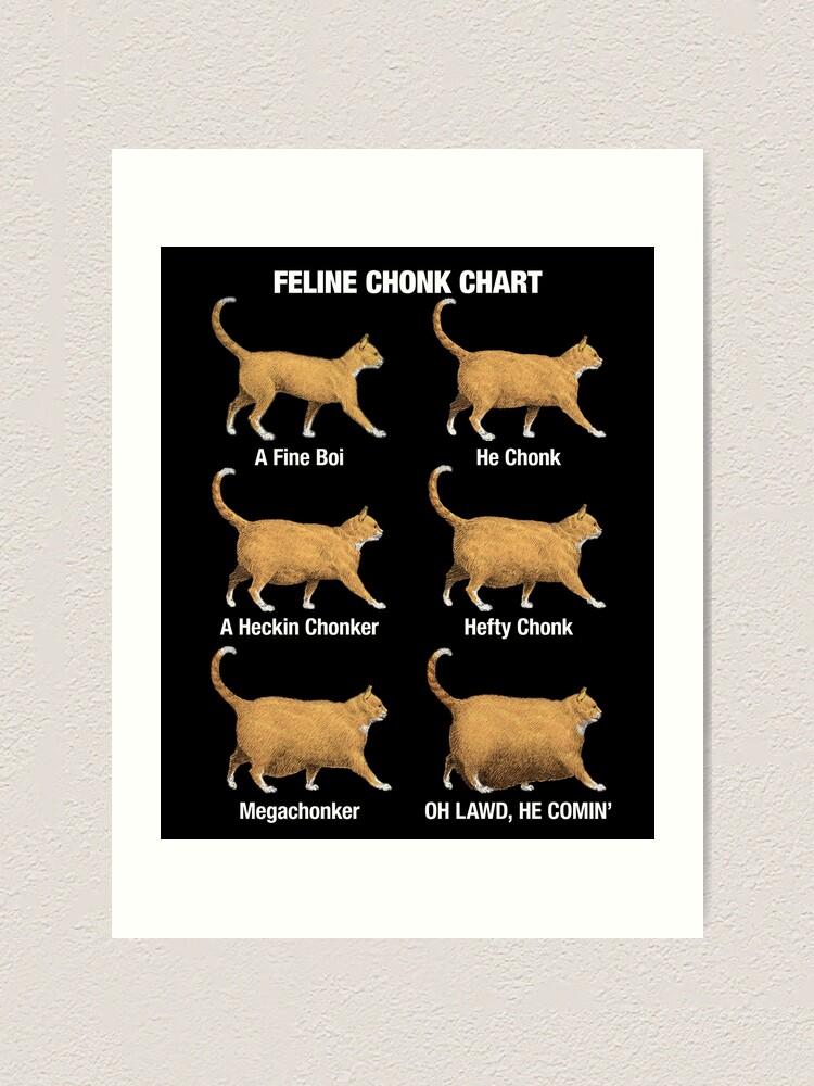 "Feline Conk Chart, Funny Chonk Cat Meme" Art Print for Sale by ...