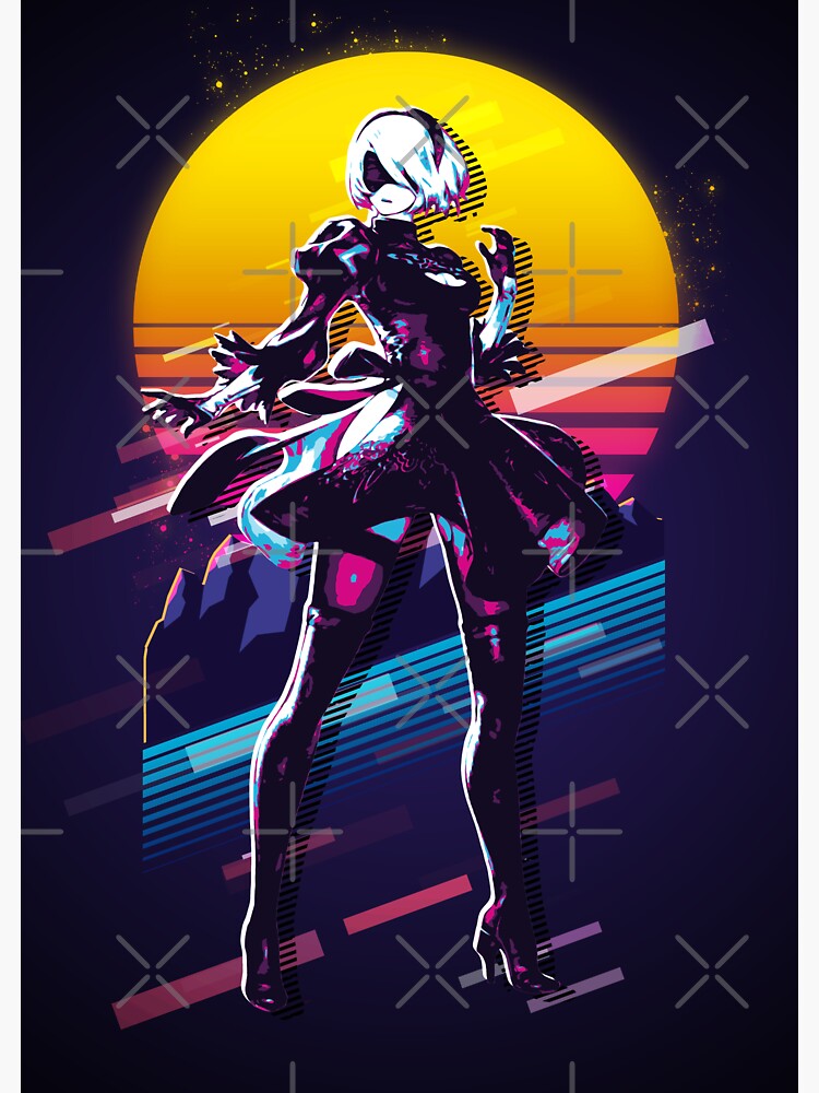 "NieR Automata - 2B *80s retro*" Sticker for Sale by MyRetroArt | Redbubble