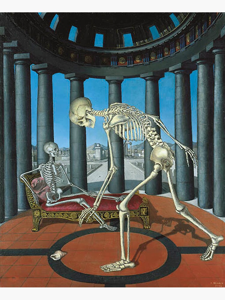 "The Skeleton Has The Shell, by Paul Delvaux" Sticker for Sale by ...