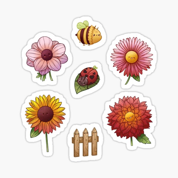 "Set of Cute Garden stickers" Sticker for Sale by Octakus | Redbubble