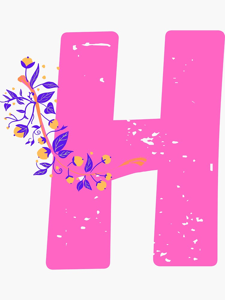 "Letter H Pink Design" Sticker by LiteFeather1 | Redbubble