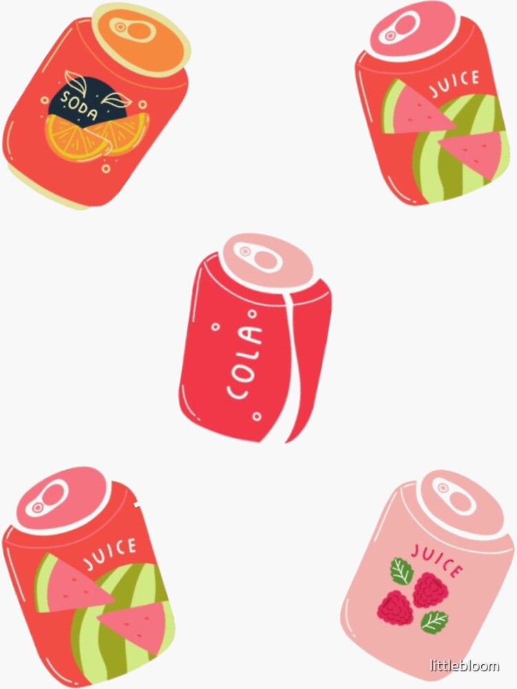 "Five Cute Soda Cans " Sticker for Sale by littlebloom | Redbubble