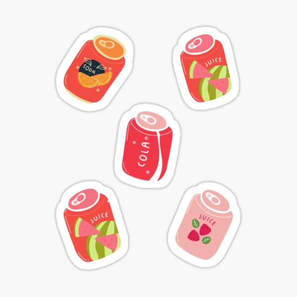 "Five Cute Soda Cans " Sticker for Sale by littlebloom | Redbubble