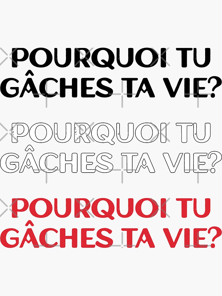 "MIKA Pourquoi Tu Gâches Ta Vie?" Sticker for Sale by TooFrenchClub ...