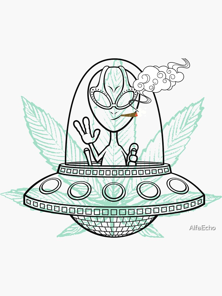 "ALIEN Stoner. Smart Successful Stoner. Spiritual Universe" Sticker for ...