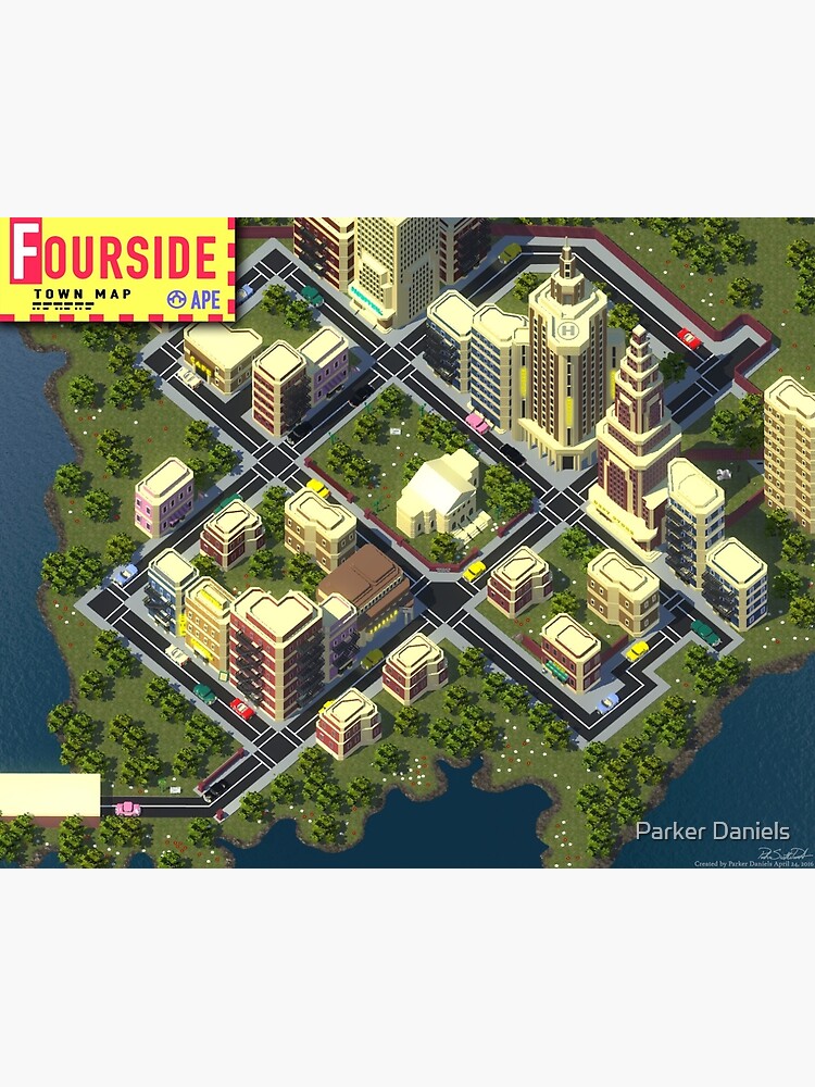 "EarthBound Fourside Map" Art Print for Sale by LegendaryHero96 | Redbubble