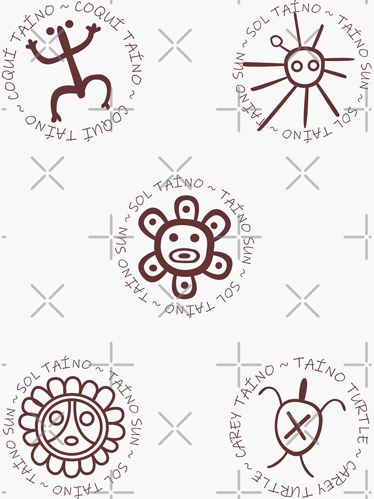 "Tainos Puerto Rico Set Symbols Circle Brown" Sticker by byDarling ...