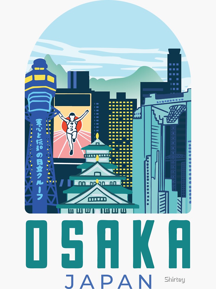"Skyline Osaka - Japan" Sticker by Shirtey | Redbubble