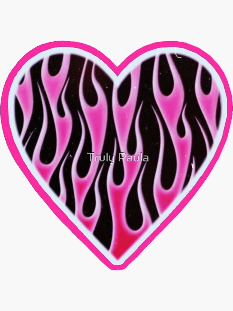 "Pink flames heart" Sticker for Sale by PinkPeacee | Redbubble