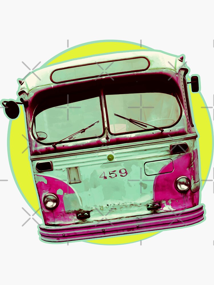"Cool Retro Bus" Sticker for Sale by Spindriftmerch | Redbubble