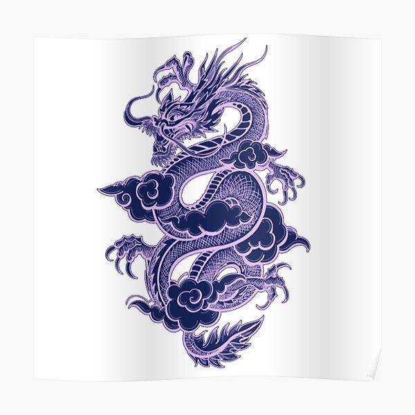 "Purple Chinese Dragon" Poster for Sale by WearWolfDesigns | Redbubble