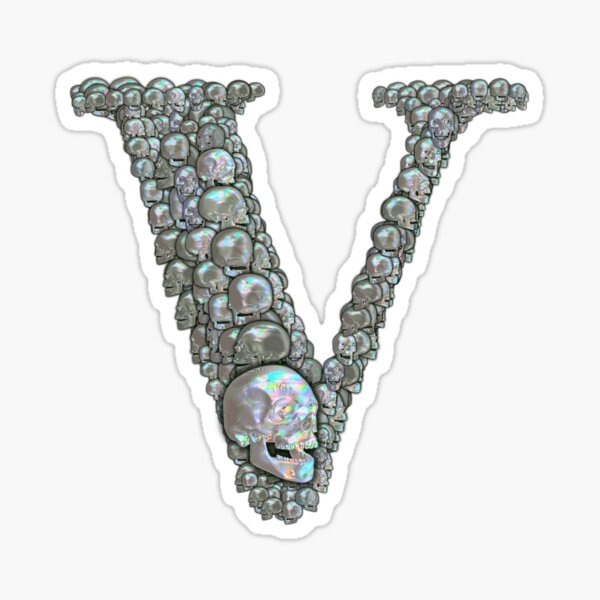 "Skull Alphabet V" Sticker by dinaaaaaah | Redbubble