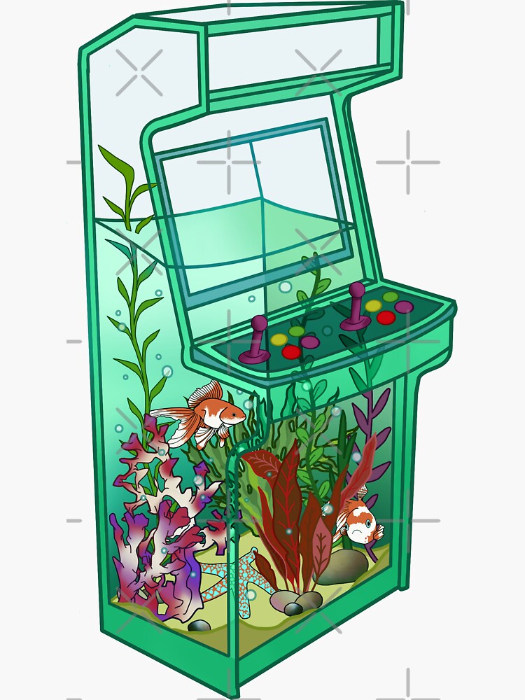 "retro arcade aquarium" Sticker for Sale by itsmoemoe | Redbubble