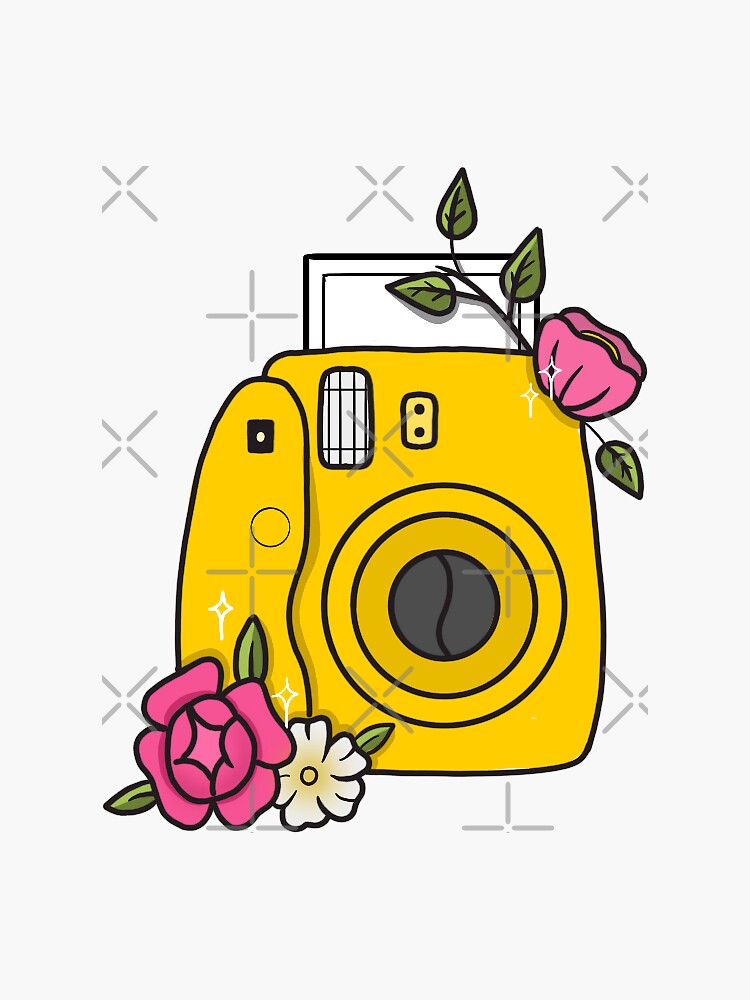 "Yellow Polaroid camera " Sticker by Niaillustration | Redbubble
