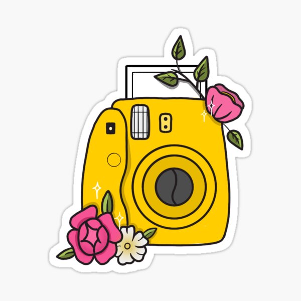 "Yellow Polaroid camera " Sticker by Niaillustration | Redbubble