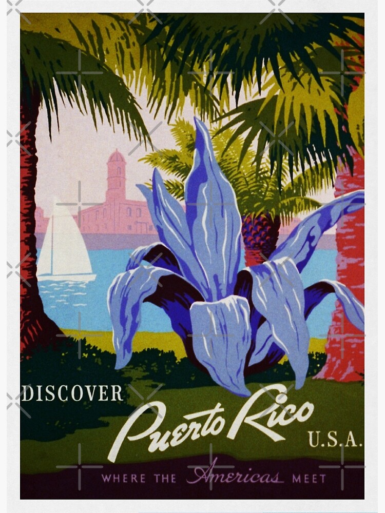 "Puerto Rico Tropical Palm Trees Retro Pattern Advertisement" Poster ...