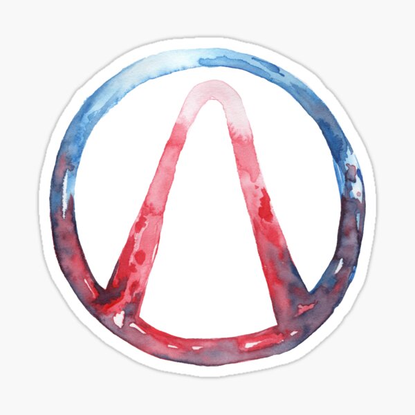 "Borderlands Vault Symbol Watercolour /Red and Blue" Sticker for Sale ...