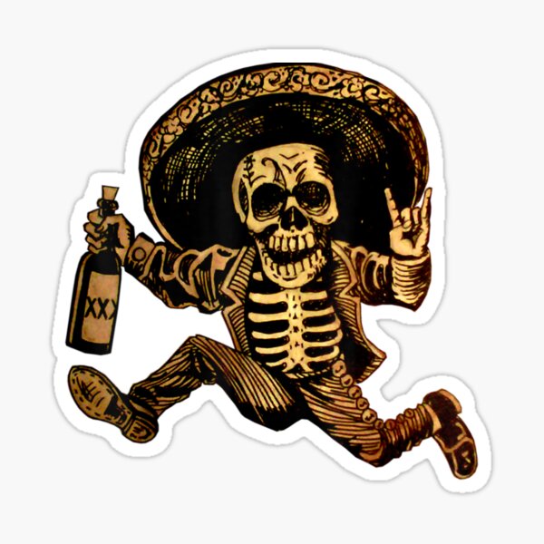 "Day Of The A Dead Posada Classic Skull Skeleton Funny Gift " Sticker ...