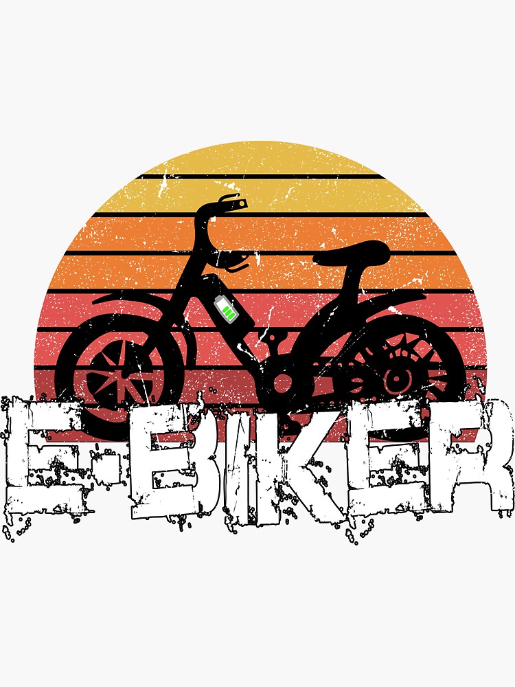 "E-biker, Vintage ebike" Sticker for Sale by Just-a-Dude | Redbubble