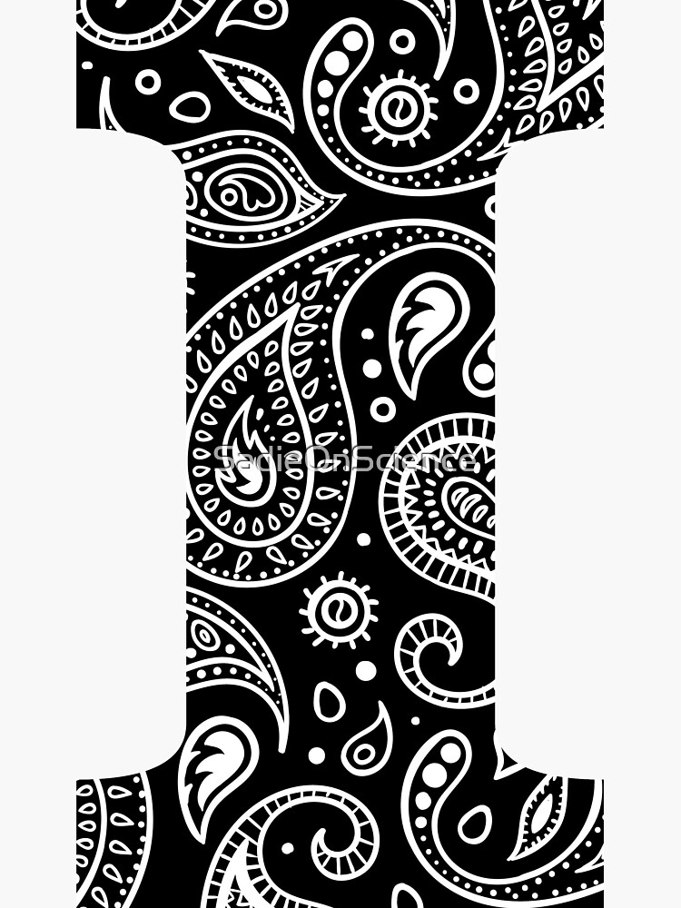 "Letter I/Iota Monogram Black and White Paisley" Sticker for Sale by ...