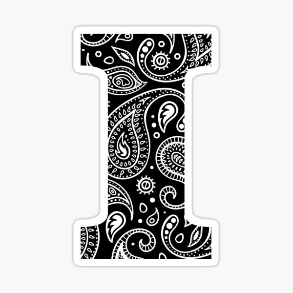 "Letter I/Iota Monogram Black and White Paisley" Sticker for Sale by ...
