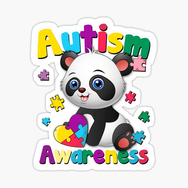 "Autism Awareness Panda Puzzle Pieces Colors" Sticker for Sale by ...