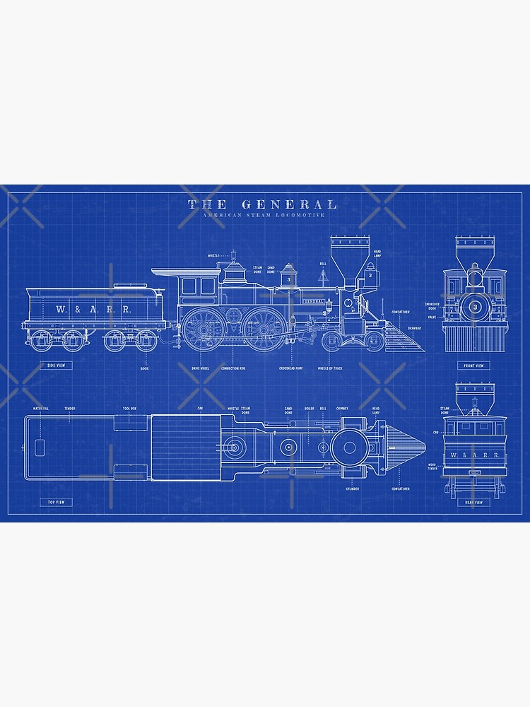 "The General. American Steam Locomotive (Blueprint)" Poster for Sale by ...