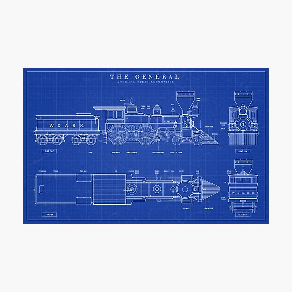 "The General. American Steam Locomotive (Blueprint)" Photographic Print ...