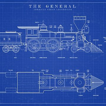 "The General. American Steam Locomotive (Blueprint)" Photographic Print ...