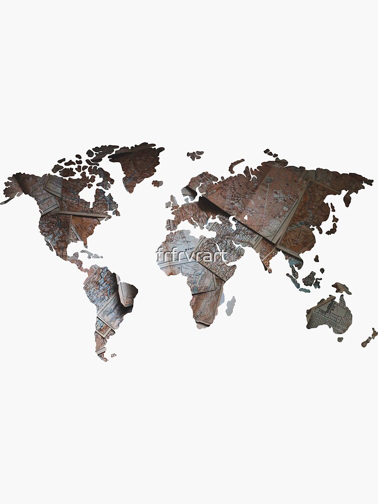 "World Map Brown Maps " Sticker by frfrvrart | Redbubble