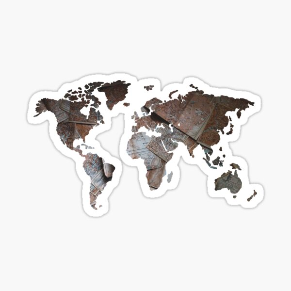 "World Map Brown Maps " Sticker by frfrvrart | Redbubble
