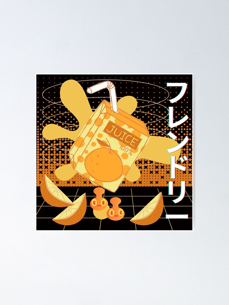 "Retro 90s Kawaii Orange Juice Box " Poster by swangastudio | Redbubble