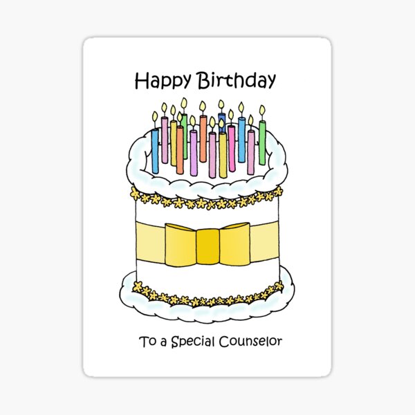 "Happy Birthday to Counselor Cartoon Cake and Candles" Sticker for Sale ...