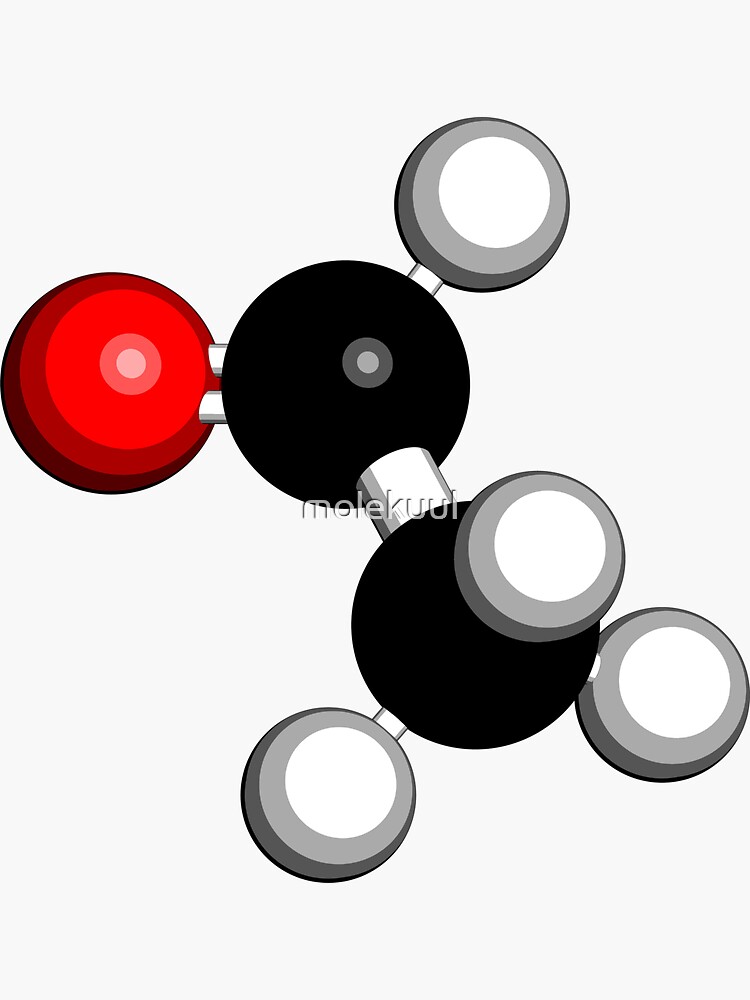 "Acetaldehyde (ethanal) molecule, chemical structure" Sticker for Sale ...