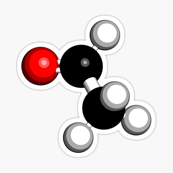 "Acetaldehyde (ethanal) molecule, chemical structure" Sticker for Sale ...