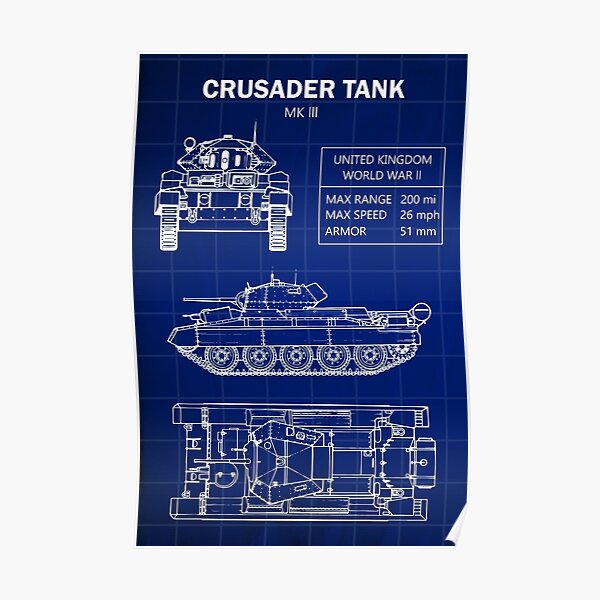 "Crusader Tank Mk III Blueprint World War 2" Poster by KrisSidDesigns ...