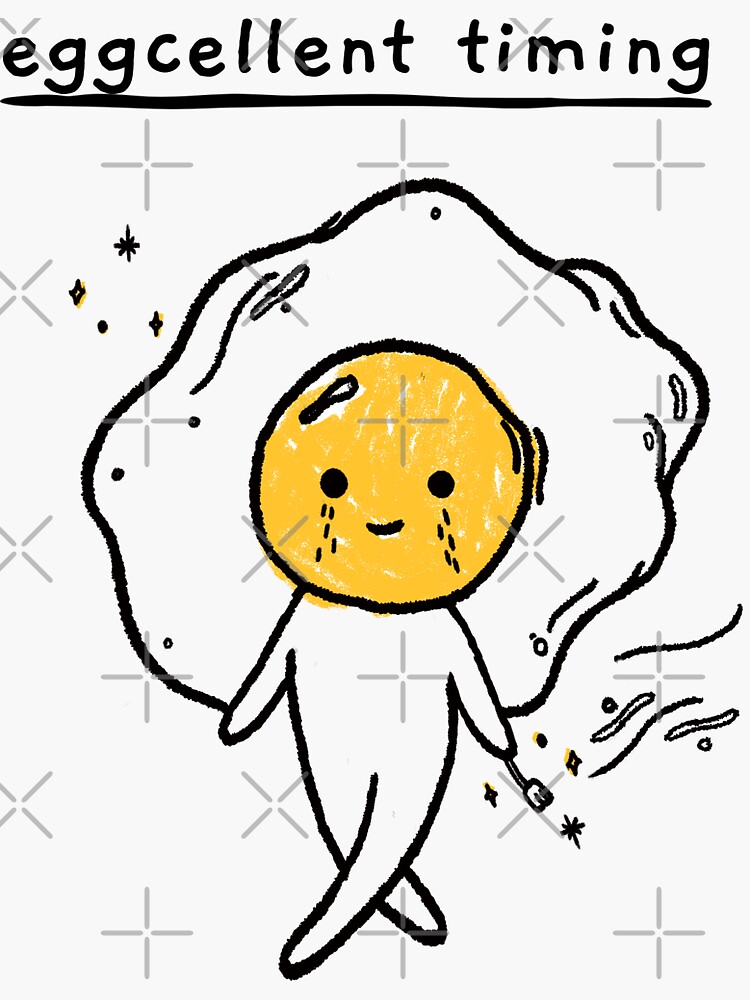 "eggcellent timing - kawaii fried egg walking" Sticker by GLwithUs | Redbubble