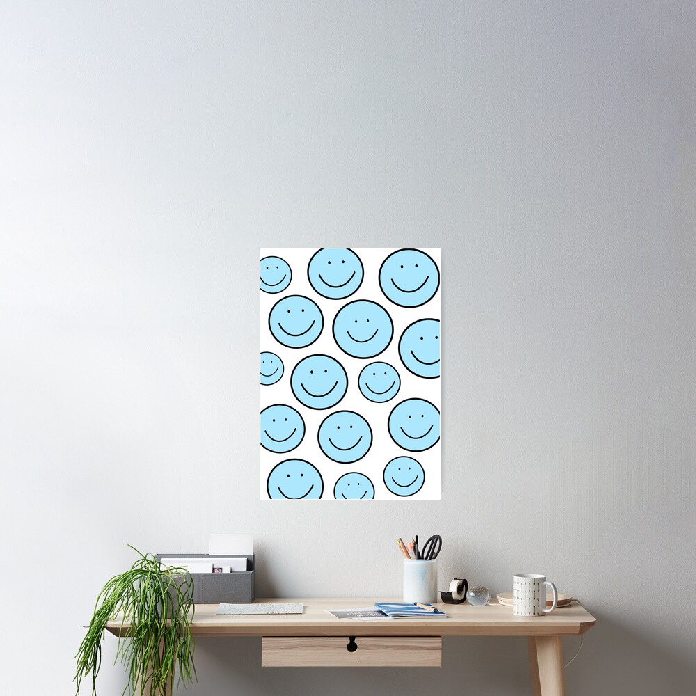"Smiley faces light blue" Poster by samiiodice | Redbubble