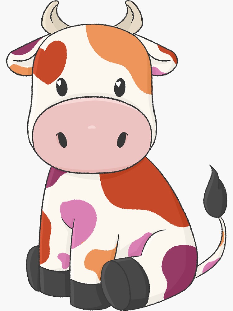 "Lesbian Cow Cartoon Cute LGBT Pride Flag" Sticker for Sale by ...