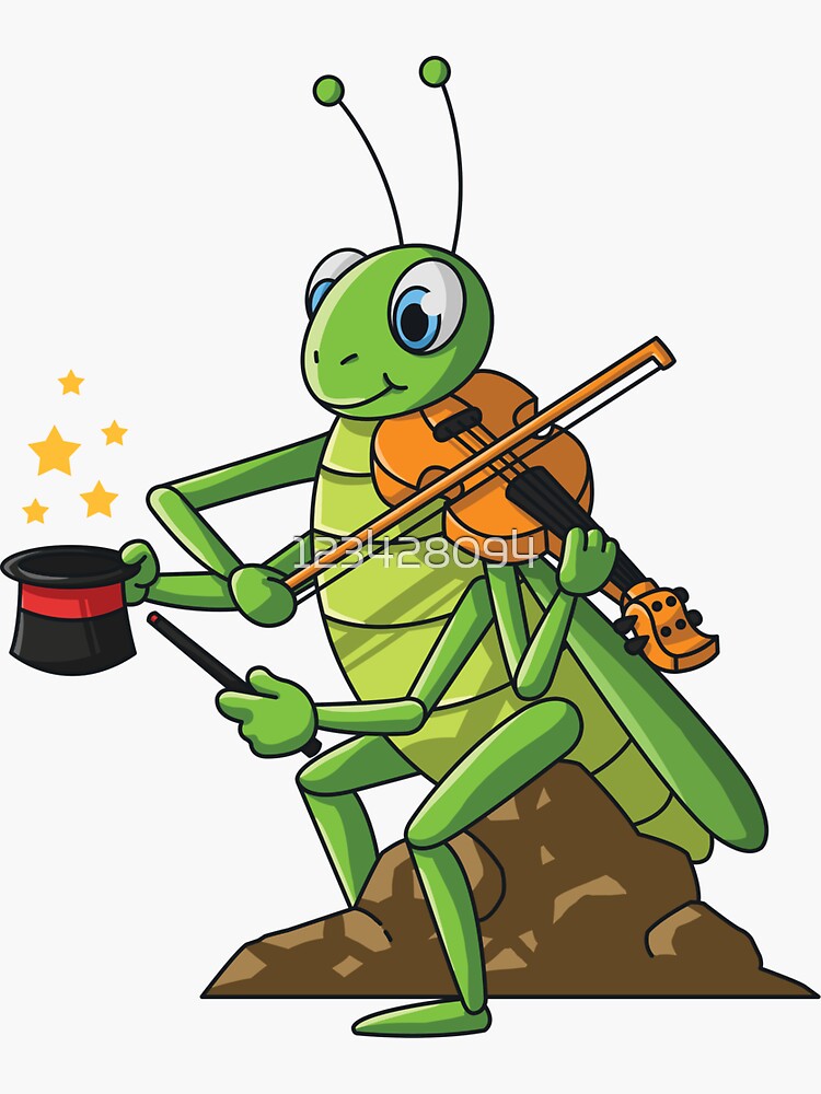 "Cricket Playing Violin With Magic" Sticker by 123428094 | Redbubble