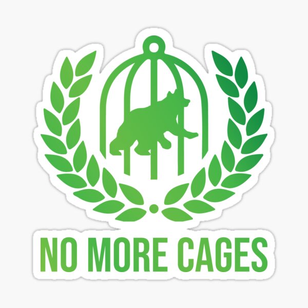 "No More Cages, Green Laurel Wreath with Bear Stuck in Zoo" Sticker for ...