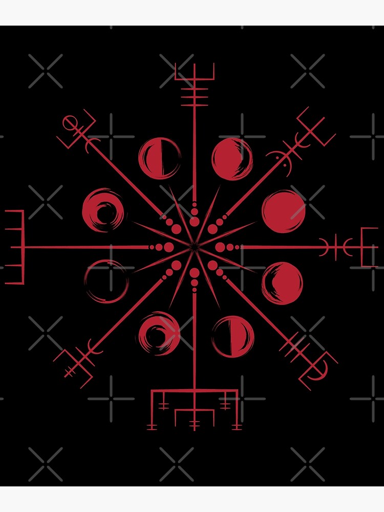 "Vegvisir Red Moons Norse Pagan Viking Compass" Art Print for Sale by ...