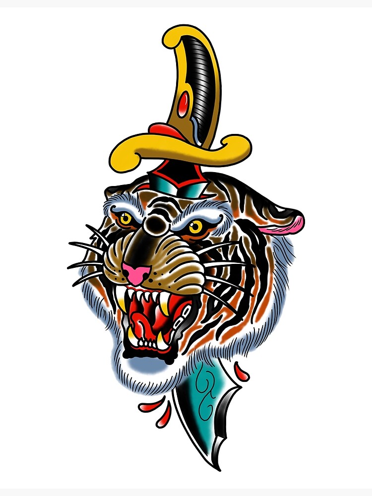 "Traditional Tattoo Tiger Dagger" Poster by stephenjshaw | Redbubble